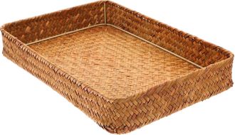 Amosfun Geflochtener Organisator Rechteckig aus Nat&uuml;rlichem Material mit Einzigartigem Farbdesign f&uuml;r Essbereich und Couchtisch