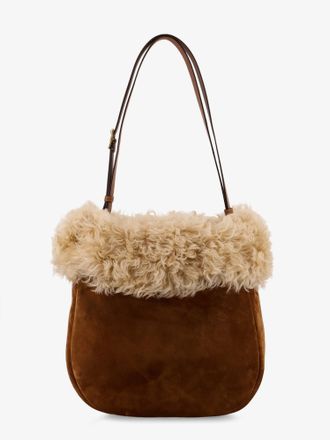 Saint Laurent Suede shoulder bag with shearling profile - SAINT LAURENT - gender_Woman