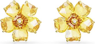 Swarovski Florere Ohrstecker, Gelbe und Vergoldete Ohrringe mit Blumen-Motiv und Strahlenden Swarovski Kristallen