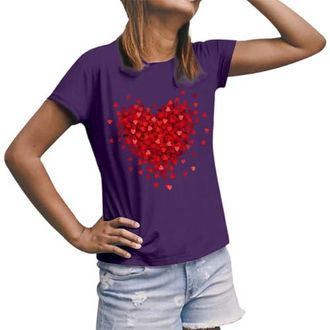 Generic T-shirt d&eacute;contract&eacute; &agrave; col rond pour la Saint-Valentin 2026 | Haut &agrave; manches courtes pour plus de confort et de style, violet, XL