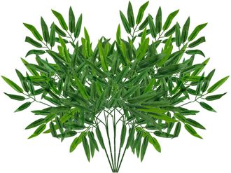 Amosfun K&uuml;nstliche Bambusbl&auml;tter 5 St&uuml;ck aus Pp Lebensechte Gr&uuml;ne Bl&auml;tter Dekorative Bambuszweige f&uuml;r Heim und B&uuml;rodekoration Pflegefrei und Langlebig