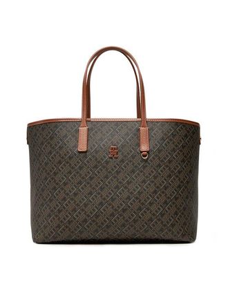 Tommy Hilfiger Handtasche Th Monoplay Leather Tote AW0AW17416 Schwarz