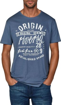Riverso Tshirt Herren Baumwolle Regular Fit RIVLeon Rundhals Kurzarm Sommer Tee Shirt Print, Gr&ouml;&szlig;e:5XL, Farbe:Blau (DJD)