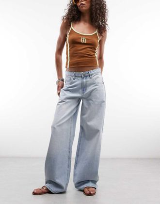 Daisy Street Boyfriend-Jeans in Blau im Stil der 90er mit niedrigem Bund