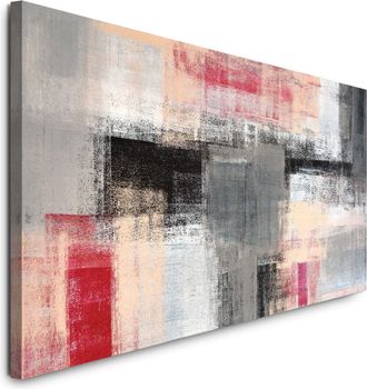 Paul Sinus Art GmbH Abstraktes Gemälde 120x 50cm Panorama Leinwand Bild XXL Format Wandbilder Wohnzimmer Wohnung Deko Kunstdrucke