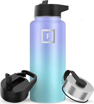 Iron Flask Gourde Isotherme avec Paille - 650/950/1200/1800 ml - Inox &Eacute;tanche Bouteille deau Isotherme &agrave; Double Paroi Sans BPA - Sport Gym Voyage Enfant