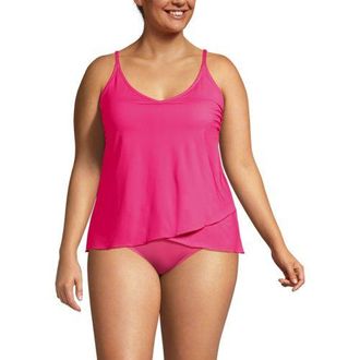 Lands End Tankinitop mit Tulpensaum chlorresistent, Damen, Gr&ouml;&szlig;e:48-50 plus, Pink, Nylon-Mischung, by Lands End