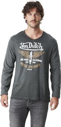 Von Dutch Tee Shirt Homme 100% Coton, T-Shirt Homme Way, Col v & Regular fit, Noir Taille M