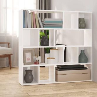 vidaXL Biblioth&egrave;que/S&eacute;parateur de pi&egrave;ce Blanc brillant 105x24x102 cm