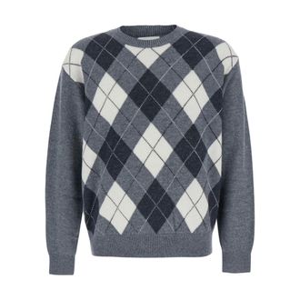 Dunst Pull Col Rond Argyle - Femme - Pulls - Gris - Taille: 36 FR