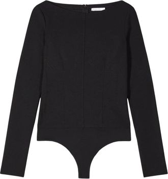 Patrizia Pepe Femme, Tops, Noir, Taille: 36 FR Body stretch corset avec manches longues