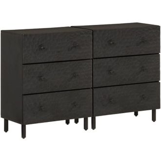 vidaXL Beistellschr&auml;nke 2 Stk. Schwarz 60x33x75 cm Massivholz Mango vidaXL
