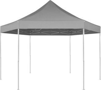 vidaXL Chapiteau hexagonal pliable Gris 3,6x3,1 m Vidaxl