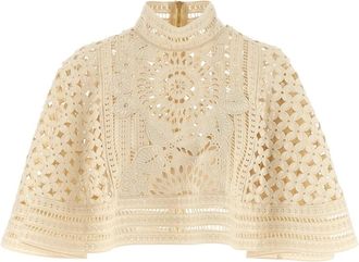 Zimmermann Femme, Blouses et Chemises, Beige, Taille: 40 FR Indra Embroidered Cape
