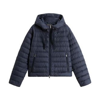 Woolrich Femme, Vestes, Bleu, Taille: 40 FR Quilted Hooded Jacket