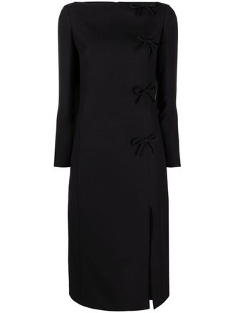 Valentino Garavani robe mi-longue &agrave; d&eacute;tail de noeud - Noir