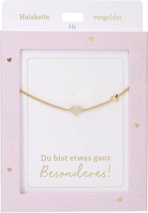 Depesche 13895.46 Halskette mit Herz und Glitzerstein, vergoldet, variabel in der Länge tragbar (42 cm + 5 cm), als Geschenk oder kleine Aufmerksamkeit