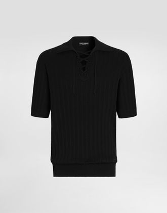 Dolce & Gabbana Serafino-poloshirt Aus Baumwolle - Mann Strickwaren Schwarz 52