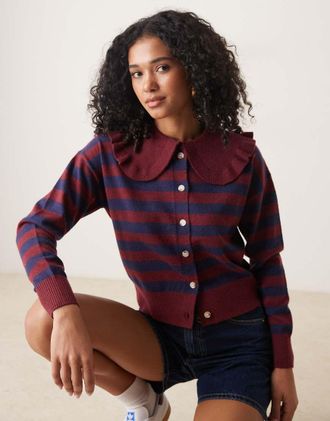 Glamorous Gilet coupe carr&eacute;e &agrave; rayures - Bleu et rouge-Multicolore