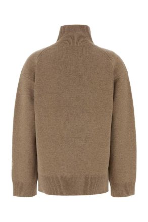 Tory Burch Womens Biscuit Wool Oversize Sweater Beige Exterior: Maglieria