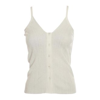 Drykorn &Auml;rmelloses V-Ausschnitt-Top mit Kn&ouml;pfen - - Tops - Damen - Wei&szlig; - XL