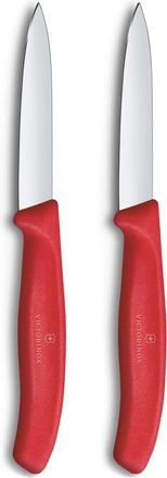 Victorinox by Swiss Army Swiss Classic, Sch&auml;l- und Gem&uuml;semesser Set, 2teilig, Extra Scharfe Klinge, Gerader Schliff f&uuml;r Pr&auml;zise Schnitte, 8 cm, Rostfreier Stahl, Rot