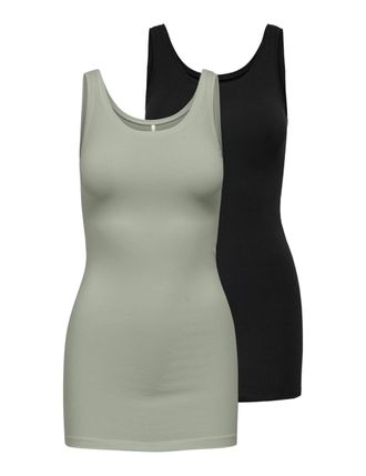 Only Damen Onllive Love Life New Long Tt 2pack Noos Top, Desert Sage, S EU