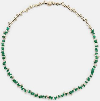 Suzanne Kalan Halskette Bold Burst aus 18kt Gelbgold mit Diamanten und Smaragden