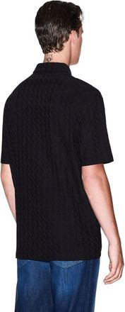 A|X Armani Exchange Embossed Cotton Polo Shirt - Black