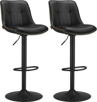 Vasagle Tabourets de Bar, Lot de 2, Chaise de Cuisine, Si&egrave;ge Pivotant &agrave; Hauteur R&eacute;glable, Matelass&eacute;, en pu, avec Dossier et Repose-Pieds, Salle &agrave; Manger