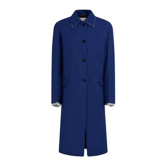 Marni Wollmantel mit Kontrastn&auml;hten - - Coats - Damen - Blau - 2XS