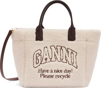 Ganni Shopper mit Logo - Nude