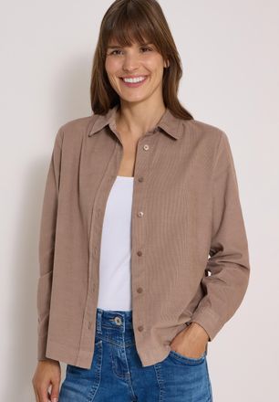 Cecil Hemdbluse CECIL, Damen, Gr. XXL (46), braun (earthy taupe), Web, 100% Baumwolle, unifarben, normal normal, V-Ausschnitt, abgesteppt, Blusen Hemdbluse,