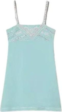 Twinset Femme, Robes, Vert, Taille: 38 FR Robe Cami Brod&eacute;e