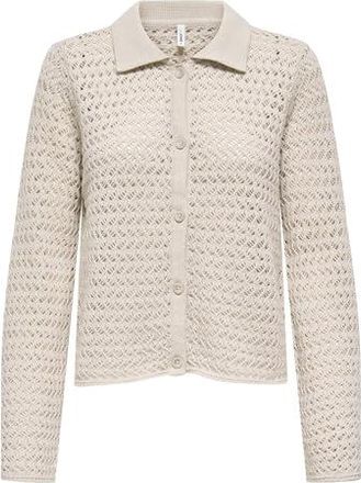 Only Onlluli Ls Structure Polo Button KNT, Pumice Stone, S Femme