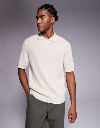 Boss Orange by Hugo Boss Polo en maille - Crème-Blanc