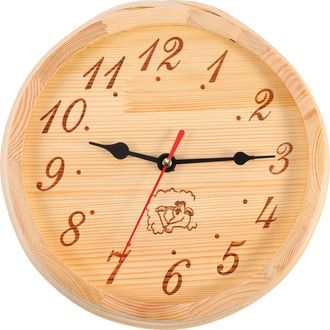 DOITOOL Sauna Wanduhr aus Holz Hitze Feuchtigkeitsbeständig Klare Anzeige Leise Holz Uhr für Saunakabinen Praktische Wanddekoration für Sauna Vorraumgebrauch