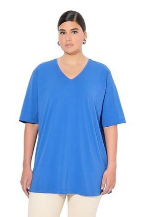 Ulla Popken T-Shirt pour Femme, col en V, d&eacute;contract&eacute;, Manches mi-Longues, Bleu Prune, 62-64