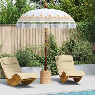 vidaXL Vidaxl - Parasol balinais Cr&egrave;me (180-190) x 260 cm Coton et bois massif