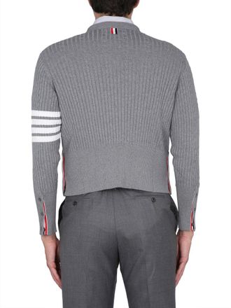 Thom Browne 4-Bar Stripe Cotton Jersey Sweater - Gray