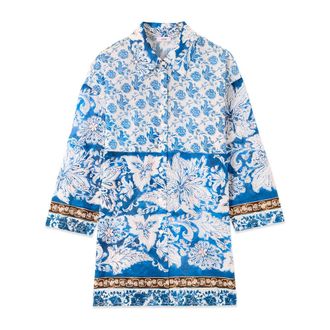 Oltre Baumwollmusselin-Hemd mit Muster - - Blouses & Shirts - Damen - Blau - S