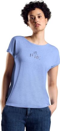 Street One Damen T-Shirt mit Wording breath of air blue,46