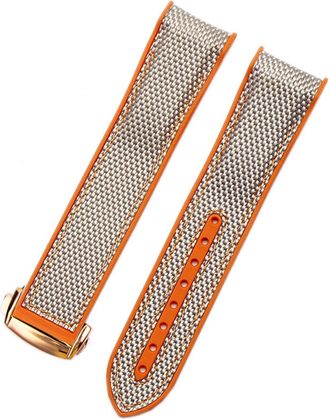 Generic Uhrenarmband für Omega 300 600 Planet Ocean Faltschließe Silikon Nylonband Zubehör Bandkette