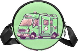 Generic Ambulance Petit sac &agrave; bandouli&egrave;re circulaire pour femme avec fermeture &eacute;clair et bretelles r&eacute;glables Style d&eacute;contract&eacute;