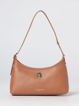 Kurt Geiger Ausgestellte Schultertasche aus genarbtem Leder von mit Metalllogo und Strass