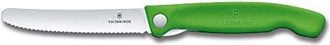 Victorinox by Swiss Army Swiss Classic, Profi Tomaten- und Tafelmesser, Extra Scharfe Klinge, Wellenschliff, 11 cm, Rostfreier Stahl, grün