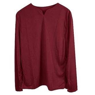 Generic T-shirt noir pour homme avec col montant, couleur unie, manches longues, d&eacute;bardeur de bodybuilding, rouge, 3XL