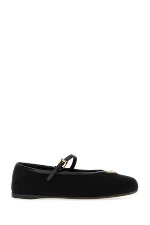 Prada Womens Black Canvas Ballerinas Nero Ballerine Flat Shoes