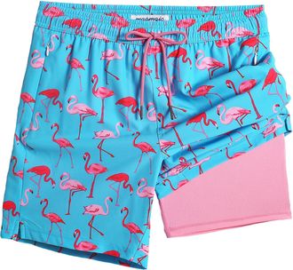 Maamgic 2 in 1 Badehose f&uuml;r Herren mit Kompression Innenhose | 7 Schnelltrocknend Badeshorts M&auml;nner 4 Way Stretch Boardshorts Rei&szlig;verschlusstasche Verstellbar