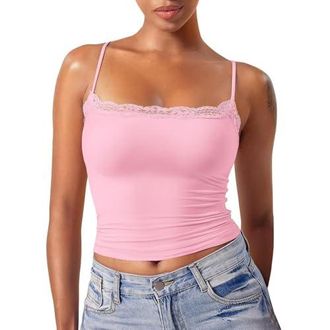 Generic D&eacute;bardeur Femme Classique - T-Shirts pour Dames - Veste en Dentelle - D&eacute;bardeur &agrave; Double Couche - Sexy - D&eacute;bardeur &agrave; Bretelles Spaghetti - Chemise de 
